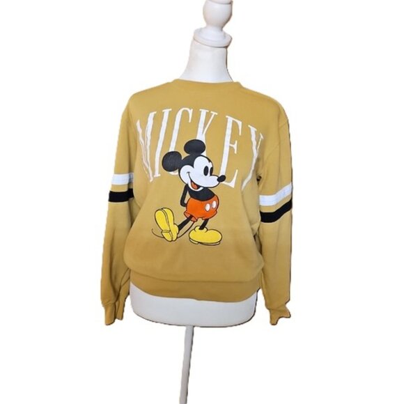 Disney | Tops | Disney Mickey Mouse Mustard Yellow Cropped Sweatshirt ...